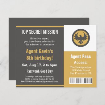 Cool Secret Agent Birthday Party Invitation | Zazzle