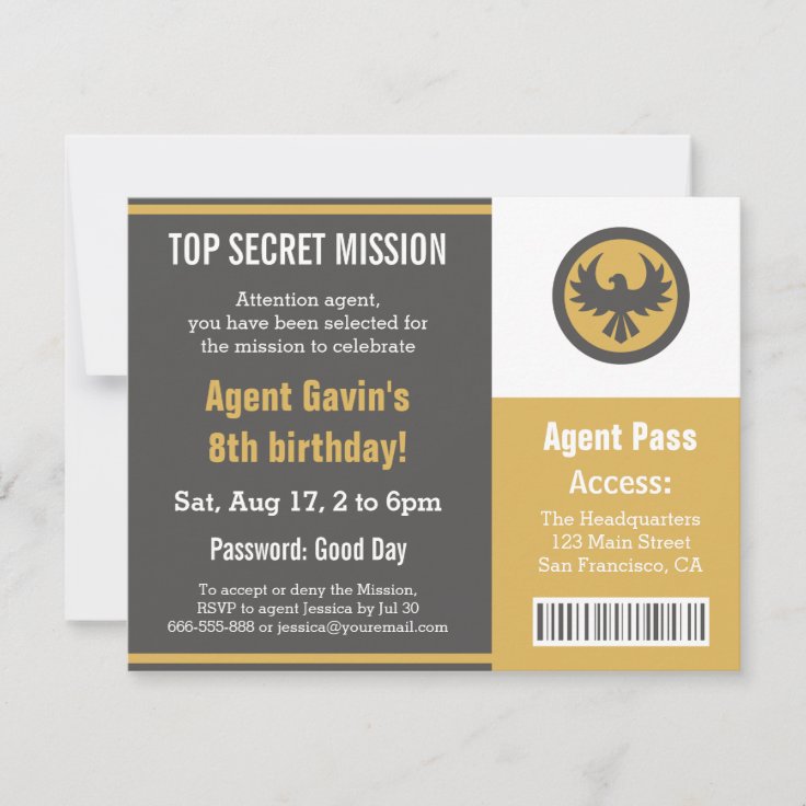 Cool Secret Agent Birthday Party Invitation | Zazzle