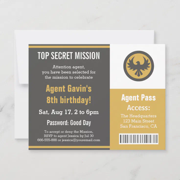 Cool Secret Agent Birthday Party Invitation | Zazzle