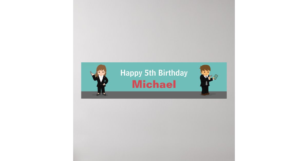 Cool Secret Agent Kids Birthday Party Banner Poster | Zazzle