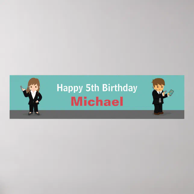 Cool Secret Agent Kids Birthday Party Banner Poster | Zazzle