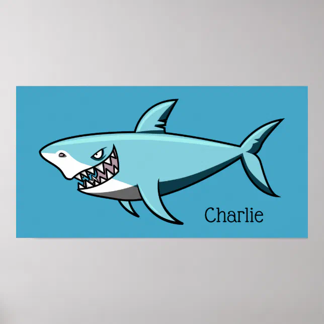 Cool Shark custom name poster | Zazzle