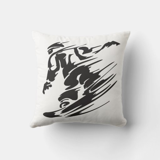 Cool Silhouette Snowboarding Mountain Pillow | Zazzle
