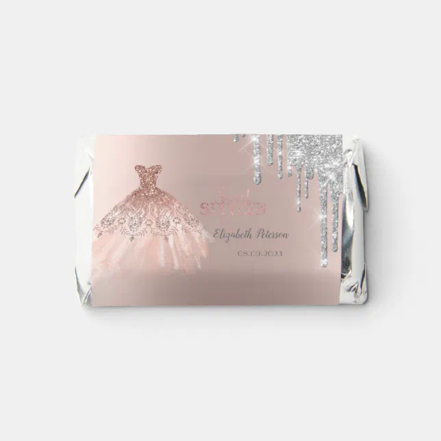Cool Silver Glitter Drips,Dress Rose Gold Hershey's Miniatures | Zazzle