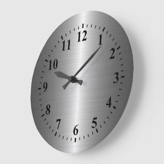 Cool Silver Stainless Steel Metal Large Clock | Zazzle