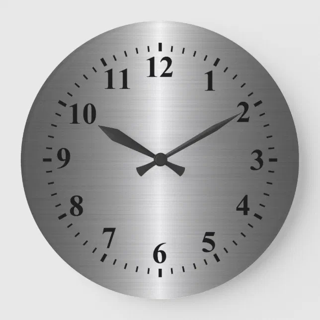 Cool Silver Stainless Steel Metal Large Clock | Zazzle