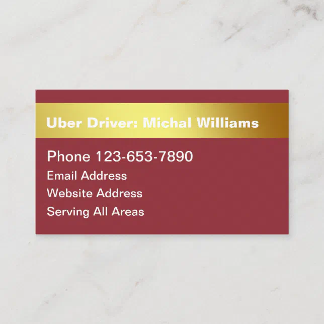 Cool Simple Uber Driver Ride Hailing Business Card | Zazzle