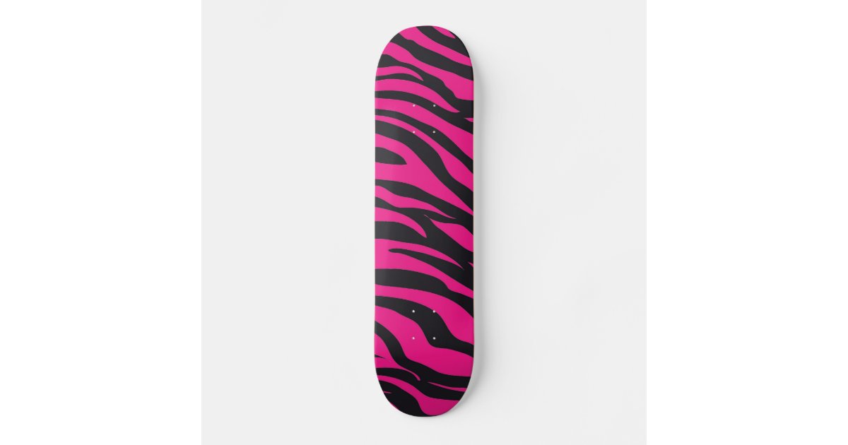 Cool Skateboards for Girls Pink Black Zebra Stripe | Zazzle