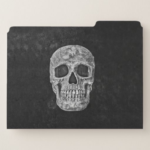 Cool Skull Gothic Black And White Grunge File Folder | Zazzle