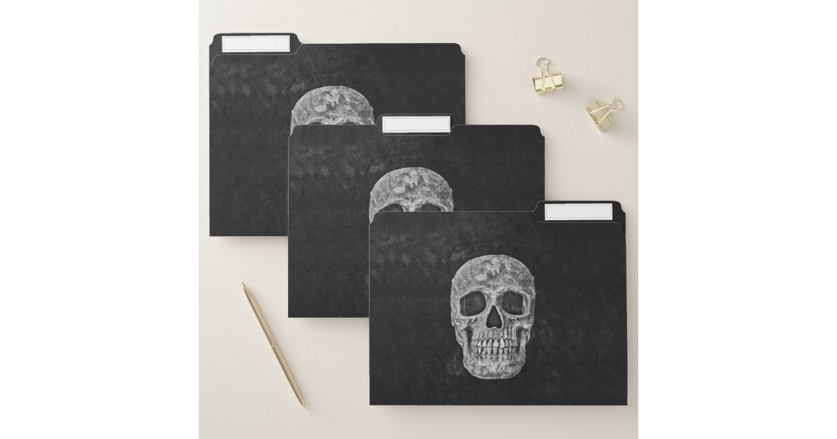 Cool Skull Gothic Black And White Grunge File Folder | Zazzle
