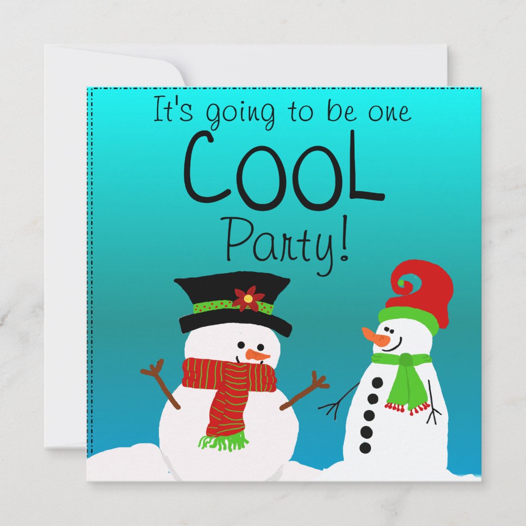 Cool Snowmen Birthday Party Invitation | Zazzle