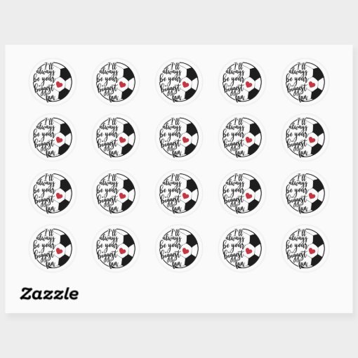 cool soccer fan sports word art classic round sticker | Zazzle