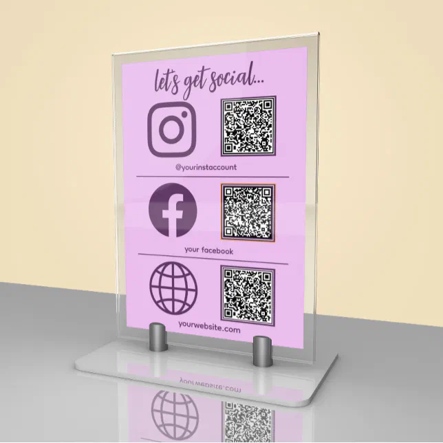 Cool Social Media Sign With QR Code Table Card | Zazzle
