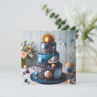 COOL SOLAR SYSTEM THEME KIDS BIRTHDAY CAKE CARD | Zazzle
