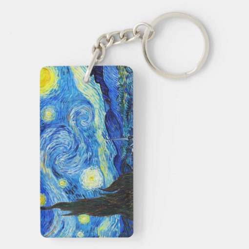 Cool Starry Night Vincent Van Gogh painting Keychain | Zazzle