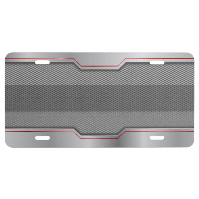 Cool Steel & Metal Mesh Red Stripe - CUSTOMIZE License Plate | Zazzle