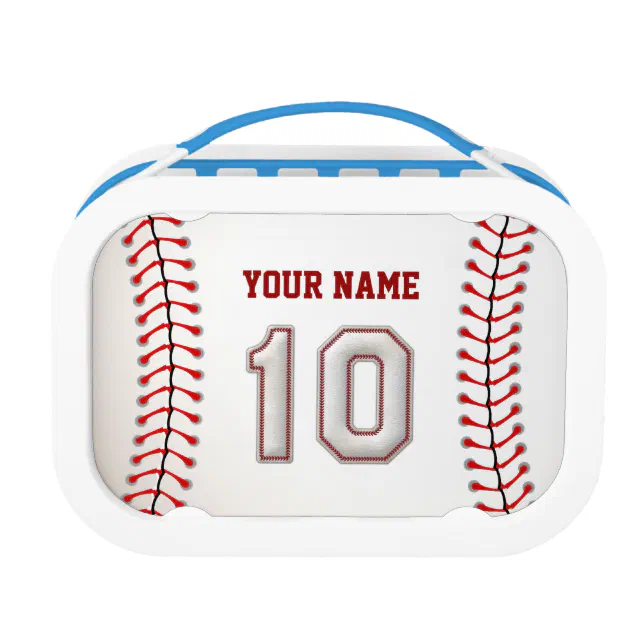 Cool Stitched Baseball Number 10 Lunch Box | Zazzle