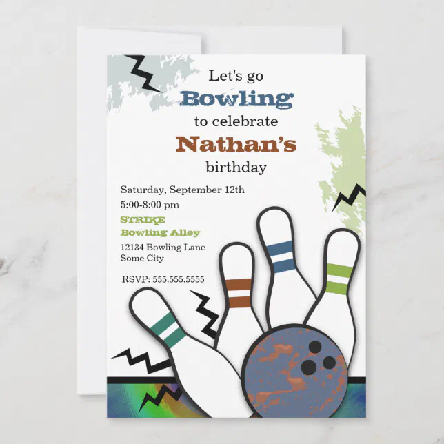 Cool Strike Bowling Invitation | Zazzle