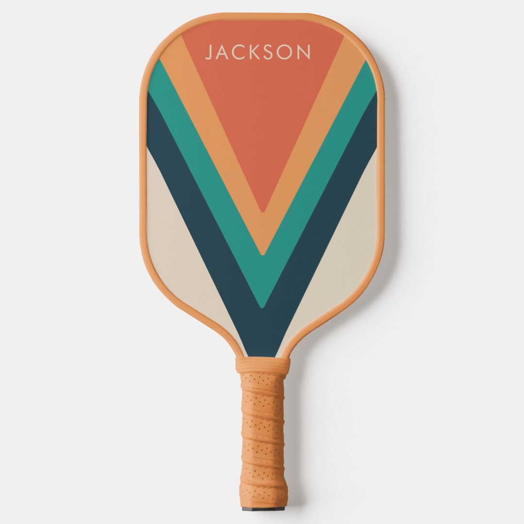 Cool Stylish Retro Stripes Personalized Pickleball Paddle | Zazzle