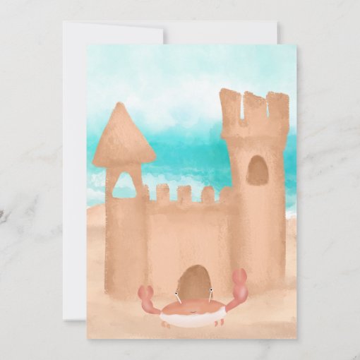 Cool Sun Fun Beach Party Sand Castle Kids birthday Invitation | Zazzle