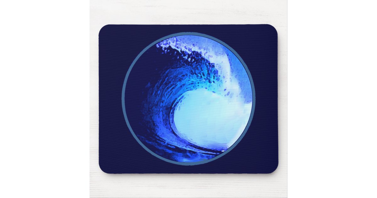 cool surf style blue wave mouse pad | Zazzle