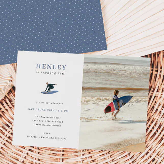 Cool Surfer Theme Birthday Party Photo Invitation | Zazzle