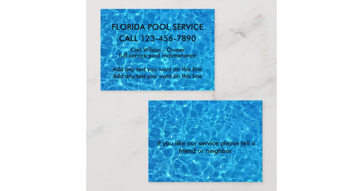 Cool Swimming Pool Service Business Card | Zazzle