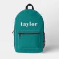 Cool Teal Modern Minimalist Trendy Personalized Printed Backpack | Zazzle