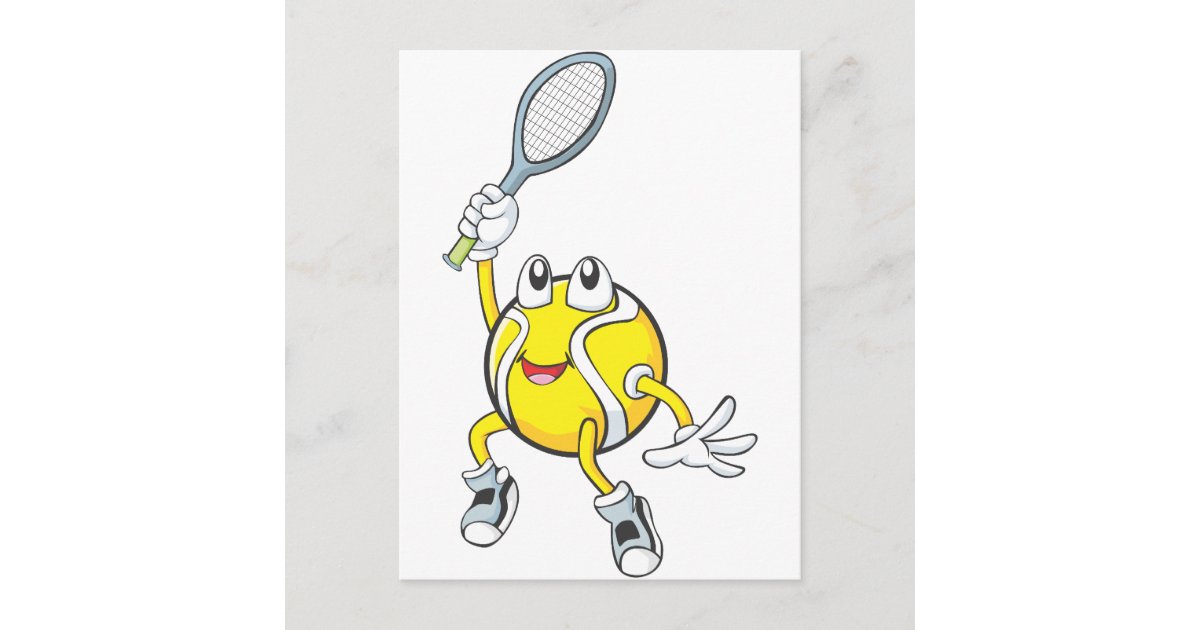 Cool Tennis Ball Holding Racquet Postcard | Zazzle