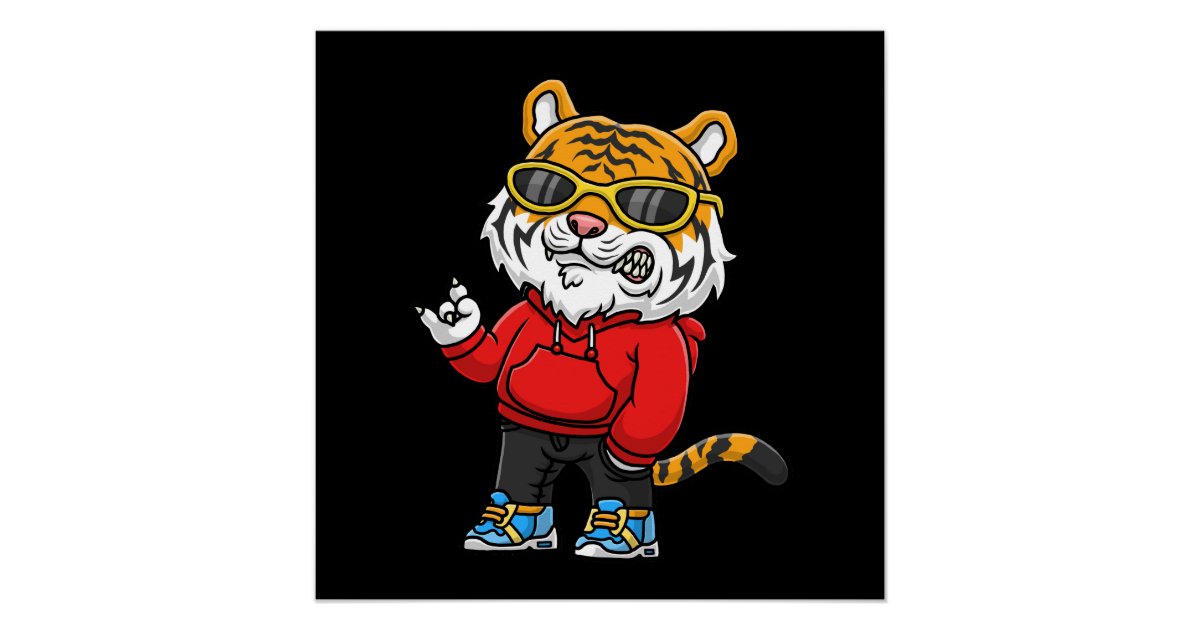 cool tiger cartoon poster | Zazzle
