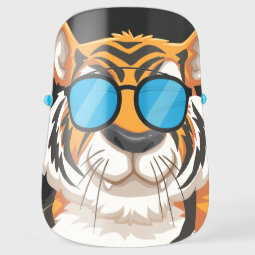 Cool Tiger Face With Sunglasses Face Shield | Zazzle