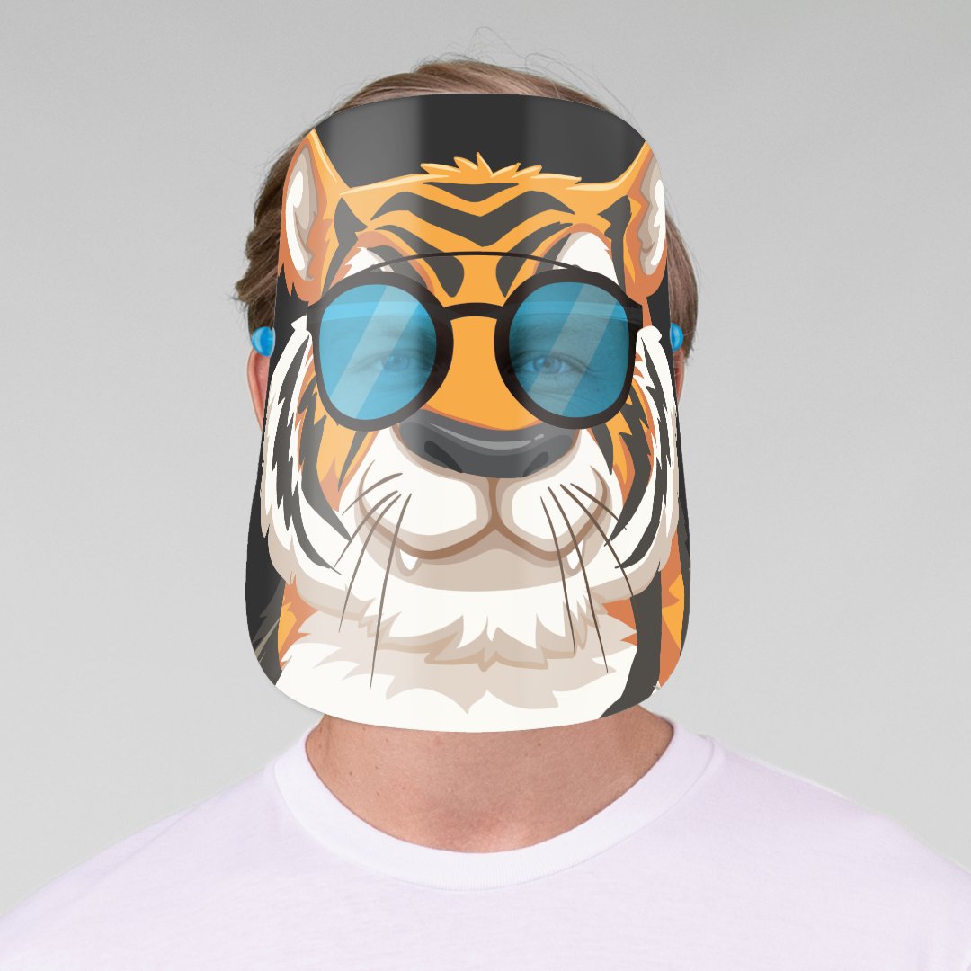 Cool Tiger Face With Sunglasses Face Shield | Zazzle