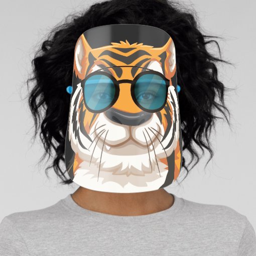 Cool Tiger Face With Sunglasses Face Shield | Zazzle
