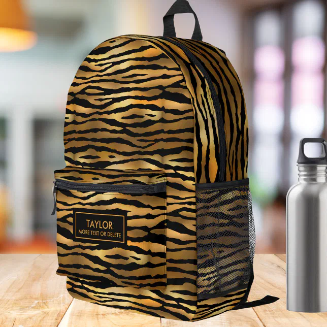 Cool Tiger Jungle Animal, Personalized Name Text Printed Backpack | Zazzle