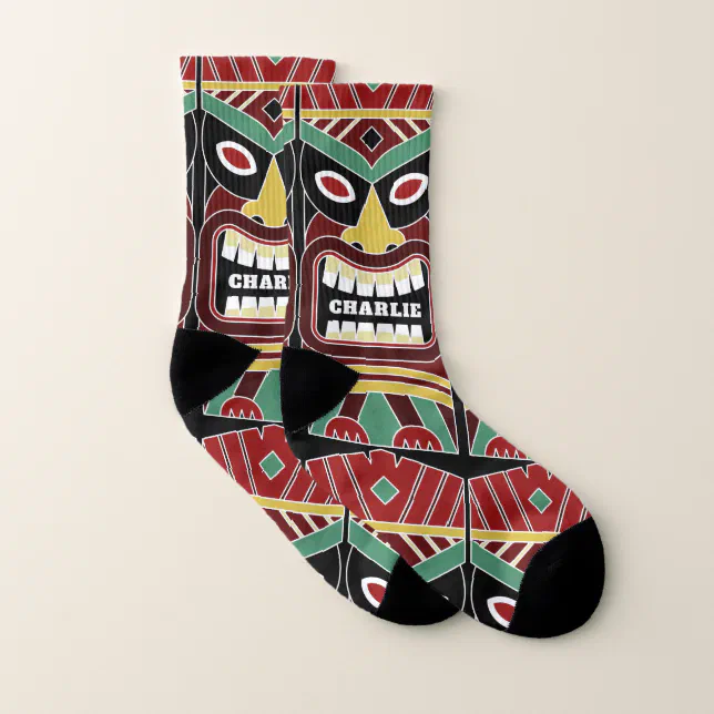 Cool Tiki Totem custom name socks | Zazzle