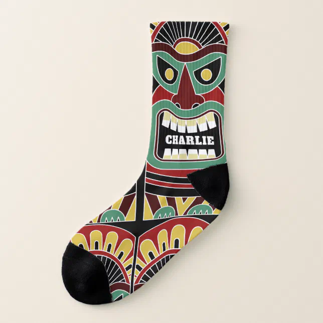 Cool Tiki Totem custom name socks | Zazzle