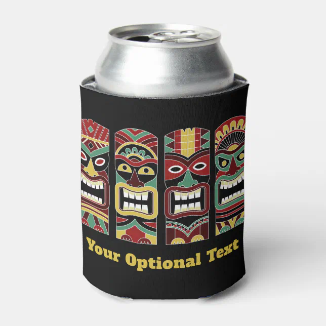 Cool Tiki Totems custom text can cooler | Zazzle