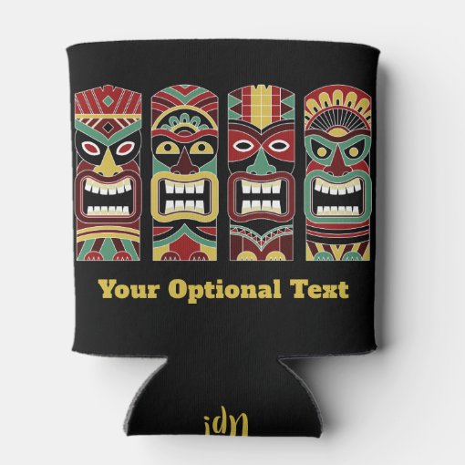 Cool Tiki Totems custom text can cooler | Zazzle
