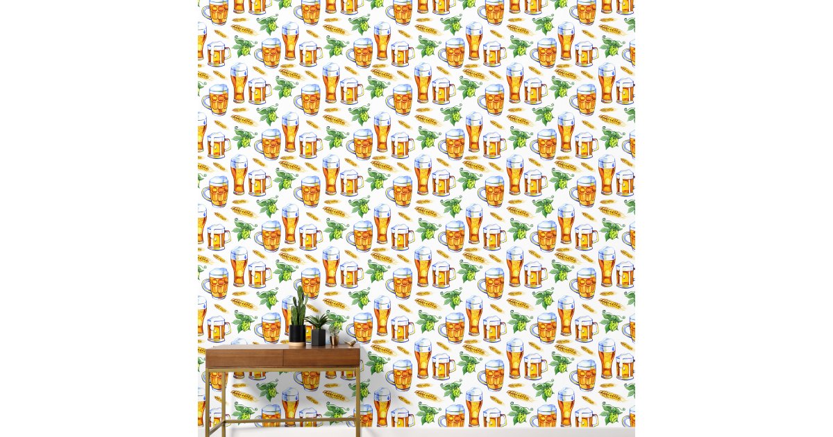 Cool tiled beer pattern wallpaper | Zazzle
