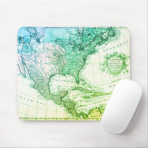 Cool Travelers Green Vintage Map of North America Mouse Pad | Zazzle