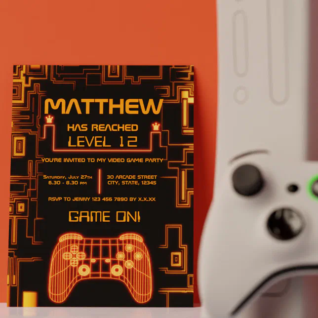 Cool Trendy Boy Console Controller Gamer Birthday Invitation | Zazzle