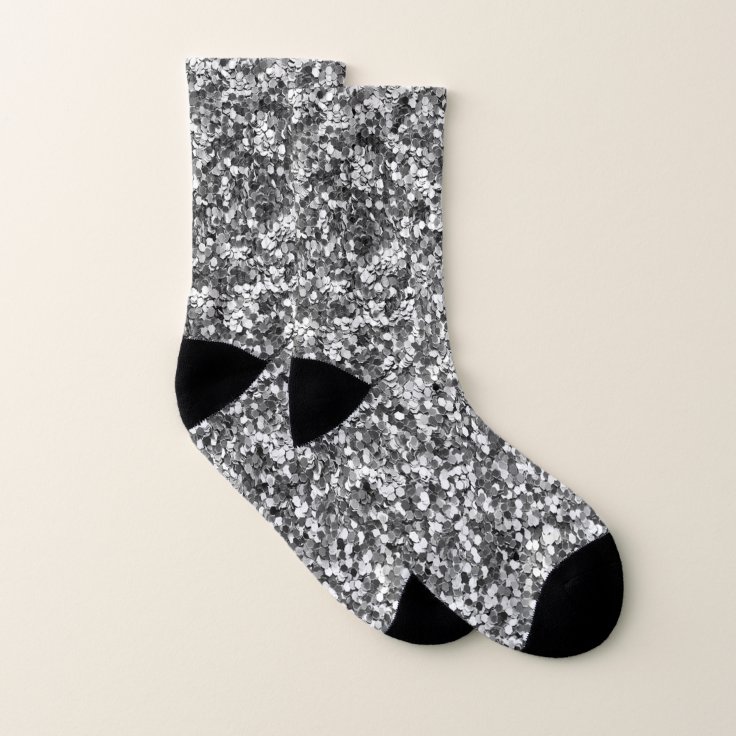 Cool Trendy Shiny Silver Glitter Socks | Zazzle