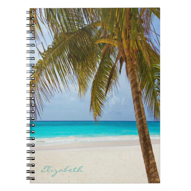 Cool Trendy Tropical Beach ,Palm-Personalized Notebook | Zazzle