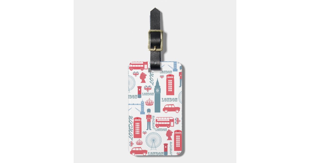 Cool trendy vintage London illustrations pattern Luggage Tag | Zazzle