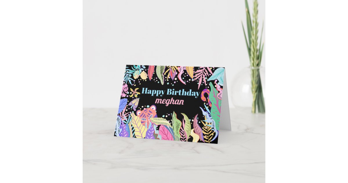 Cool Trendy Watercolor Tropical Jungle Birthday Card | Zazzle