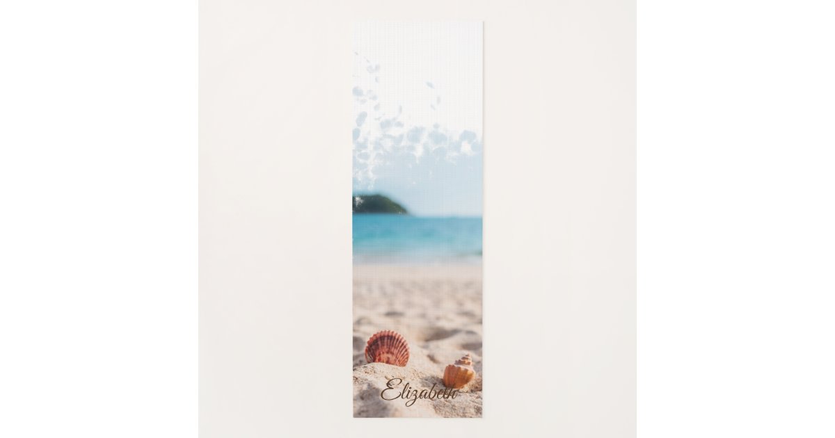 Cool Tropical Beach, Sand Seashells Yoga Mat | Zazzle