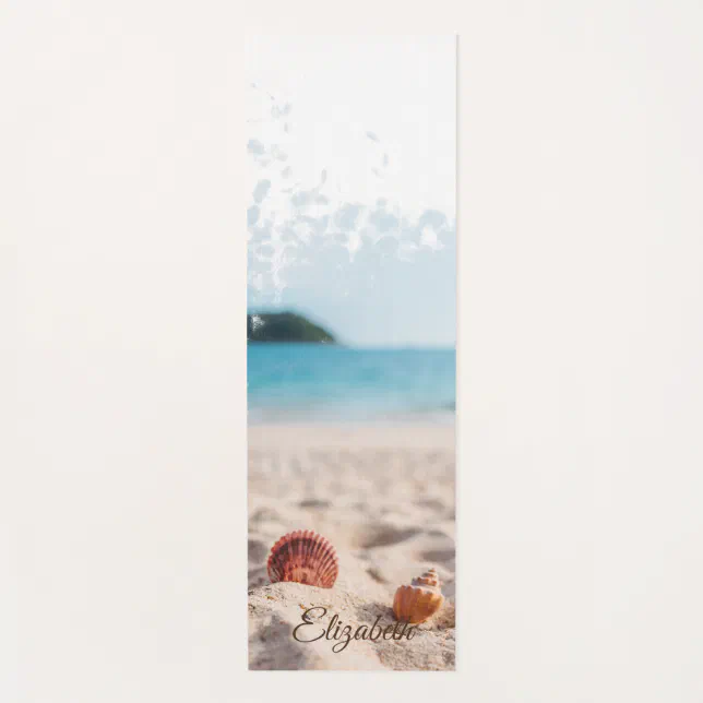 Cool Tropical Beach, Sand Seashells Yoga Mat | Zazzle