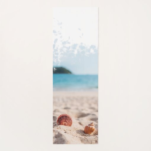 Cool Tropical Beach, Sand Seashells Yoga Mat | Zazzle