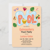 Cool Tropical Summer Pool Party Quinceañera Invita Invitation | Zazzle