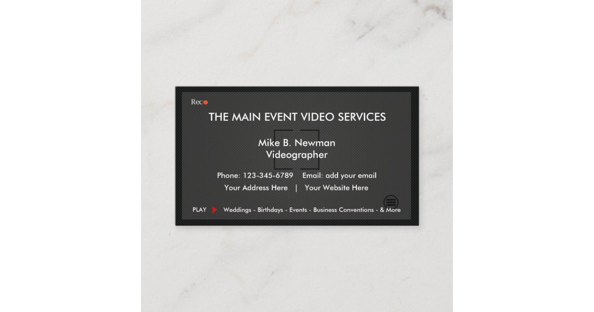Cool Videographer Business Cards | Zazzle